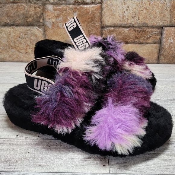 UGG | Shoes | Uggmagnolia Fluff Ohyeah Tie Dye Sheepskin Slipper ...